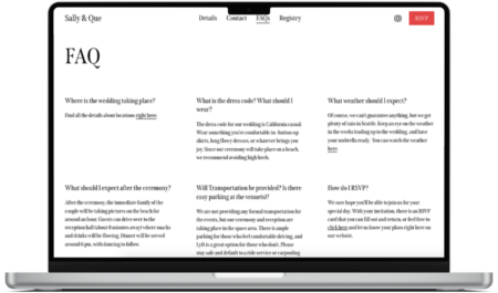 22 FAQs To Include On Your Wedding Website | A Practical Wedding